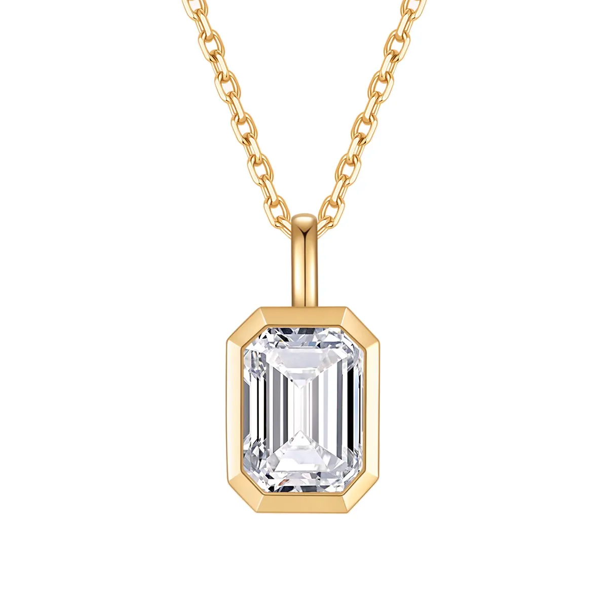 Emerald-Cut Bezel Necklace – Shera Jewelry
